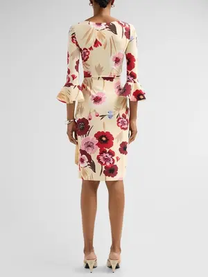 Chiara Boni La Petite Robe Triana Floral Draped Midi Dress