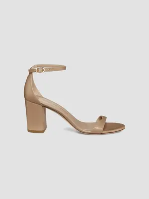 STUART WEITZMAN Nudist Block 75mm Metallic Leather Sandals - Adobe