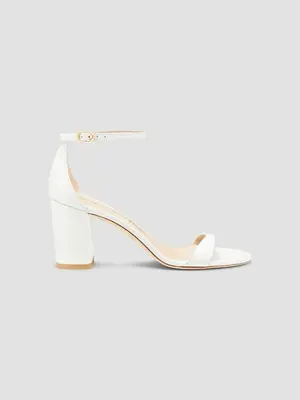 STUART WEITZMAN Nudist Block 75mm Metallic Leather Sandals White
