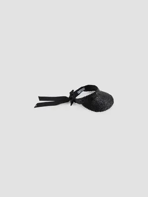Eugenia Kim Ricky Bow Straw Visor - Black