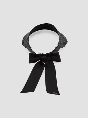 Eugenia Kim Ricky Bow Straw Visor - Black
