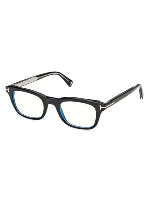 TOM FORD 50mm Blue Block Square Eyeglasses - Black