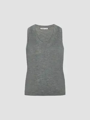 Derek Lam 10 Crosby Grayson Mercerized Wool-cashmere Knit Tank - Thunder