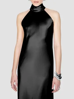 Galvan Sienna Satin Halter Midi-dress