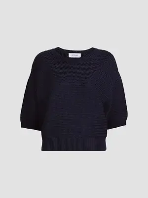 Derek Lam 10 Crosby Madison Cotton Elbow-sleeve Sweater - Navy