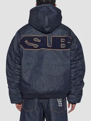 Ksubi Slouch Logo Cotton Oversized Bomber Jacket