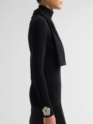 Chiara Boni La Petite Robe Reum Scarf Turtleneck Sweater - Black