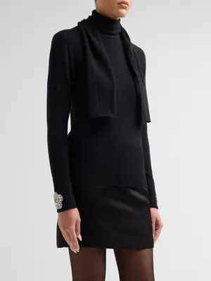 Chiara Boni La Petite Robe Reum Scarf Turtleneck Sweater - Black