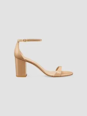 STUART WEITZMAN Nudist Block 75mm Patent Leather Sandals - Adobe