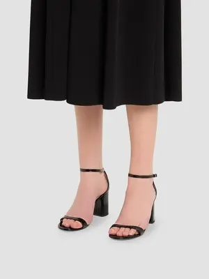 STUART WEITZMAN Nudist Block 75mm Patent Leather Sandals - Black