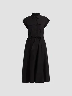 Derek Lam 10 Crosby Kayla Belted Cotton Midi-dress - Black