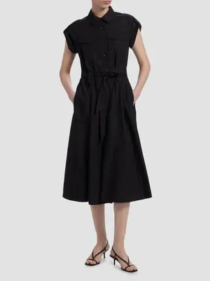 Derek Lam 10 Crosby Kayla Belted Cotton Midi-dress - Black