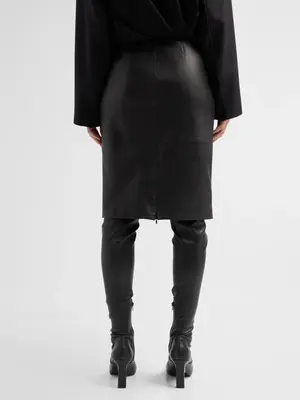 Derek Lam 10 Crosby Ian Paper Leather Pencil Skirt