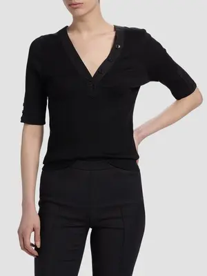 Derek Lam 10 Crosby Adrian V-neck Ribbed T-shirt