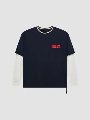 Ksubi Layered Cotton Long Sleeve T-shirt - Navy