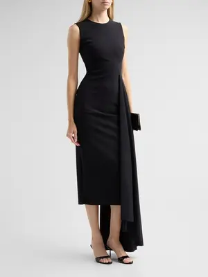 Chiara Boni La Petite Robe Elham Asymmetric Sash Midi Dress