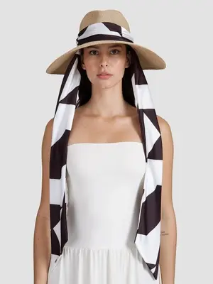Eugenia Kim Cassidy Scarf-detail Packable Wide-brim Fedora