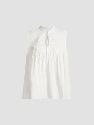 Derek Lam 10 Crosby Chase Yoked Top - Marshmallow