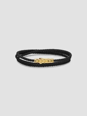 David Yurman Chevron Triple Wrap Bracelet In Leather Black