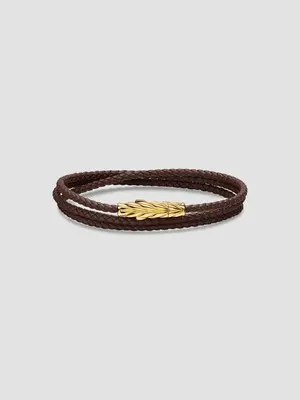 David Yurman Chevron Triple Wrap Bracelet In Leather - Brown