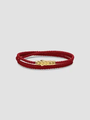 David Yurman Chevron Triple Wrap Bracelet In Leather - Red