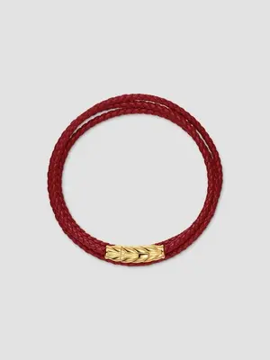 David Yurman Chevron Triple Wrap Bracelet In Leather - Red
