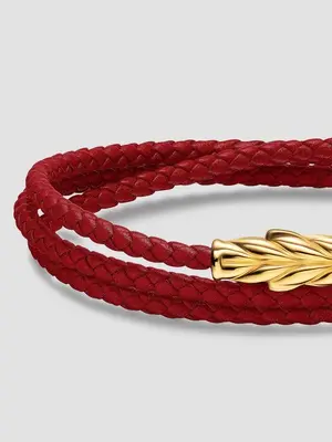 David Yurman Chevron Triple Wrap Bracelet In Leather - Red