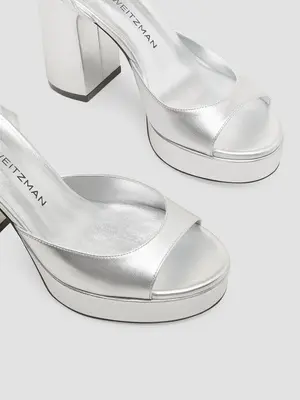 STUART WEITZMAN Dayna Ii 100mm Metallic Leather Platform Sandals