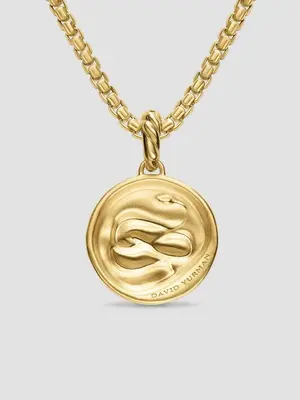 David Yurman Snake Amulet In 18k Yellow Gold With Diamonds, 18.8mm