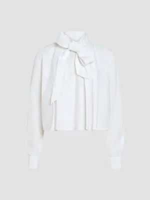 Derek Lam 10 Crosby Aiden Cotton Poplin Tieneck Blouse - White