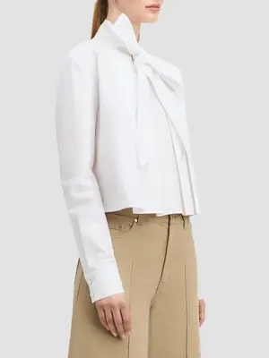 Derek Lam 10 Crosby Aiden Cotton Poplin Tieneck Blouse