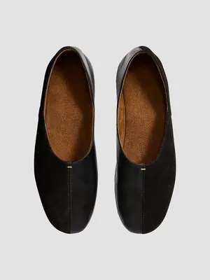 Khaite Jane Pebbled Suede & Leather Flats