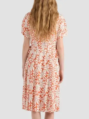 Prada Printed Pleated Pongé Dress