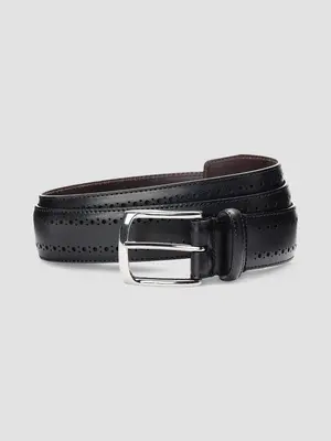 Allen Edmonds Manistee Brogue Leather Belt - Black