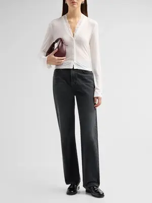 Ksubi Mira Fitted Lace-trim Long-sleeve Top