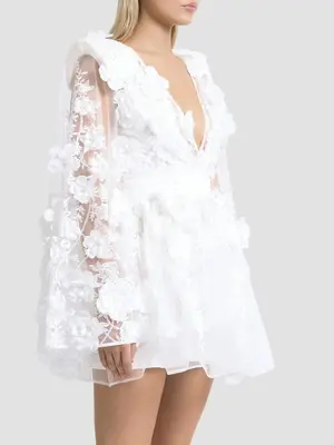 ZHIVAGO Isadora Floral Applique Minidress - White