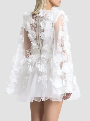 ZHIVAGO Isadora Floral Applique Minidress - White