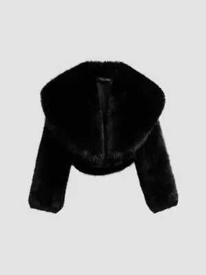 Chiara Boni La Petite Robe Faux Fur Open Front Jacket - Black