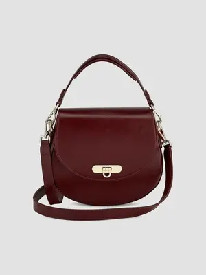 Gigi New York Sophia Leather Saddle Bag - Bordeaux