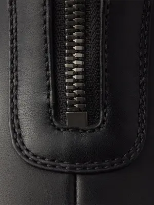 Prada Leather Zipper Booties - Black