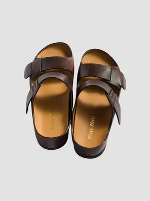 Miu Miu Bleached Leather Sandals - Brown