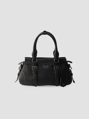 Prada Large Leather Tote Bag - Black