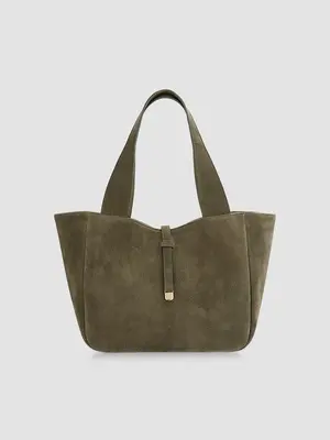 Gigi New York Mercer Suede Tote Bag Olive