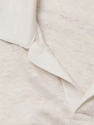 Onia Shaun Linen Polo Shirt - Stone