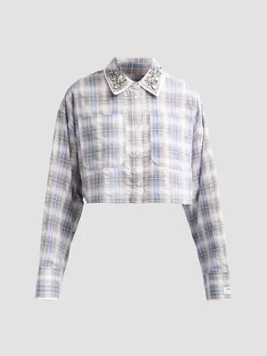 Ksubi Balter Embellished Plaid Cotton Crop Shirt - Assorted