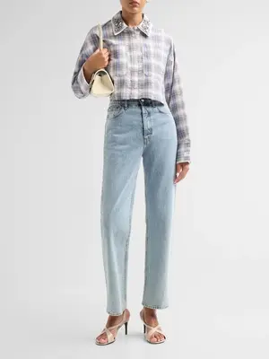 Ksubi Balter Embellished Plaid Cotton Crop Shirt