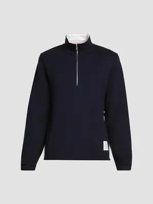 Thom Browne Engineered 4 Bar Classic Loopback Jersey Half-zip Sweatshirt - Navy