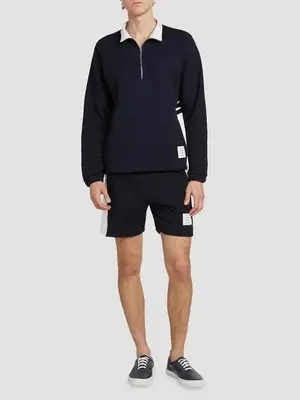Thom Browne Engineered 4 Bar Classic Loopback Jersey Half-zip Sweatshirt