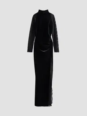 Chiara Boni La Petite Robe Garim Velvet Lace Trumpet Gown - Black