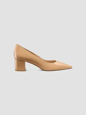 STUART WEITZMAN Power 50mm Leather Block-heel Pumps - Adobe
